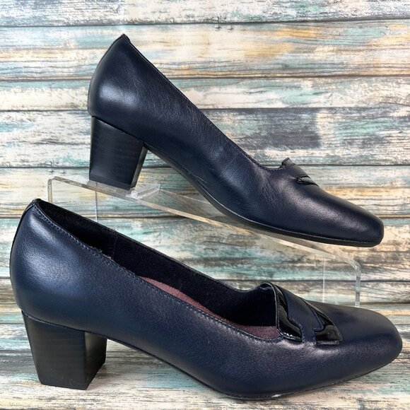 Clarks | Shoes | Clarks Pumps Womens Size 7m Blue Leather Dress Shoe ...